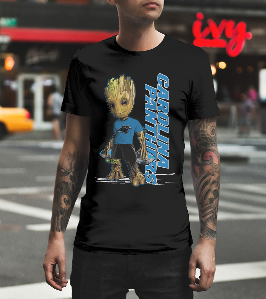 Groot Carolina Panthers Guardians Of The Galaxy Crossover T-Shirt
