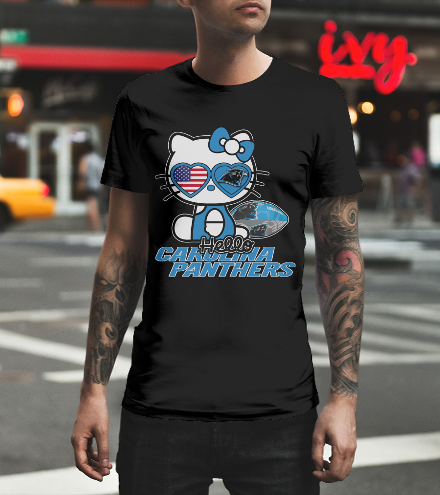 Hellokitty Carolina Panthers American Flag Football T-Shirt