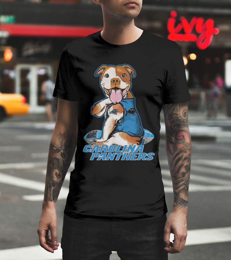 Pittbull Carolina Panthers Football Dog T-Shirt
