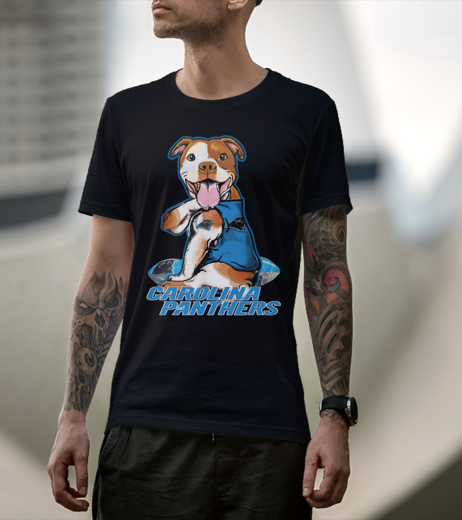 Pittbull Carolina Panthers Football Dog T-Shirt