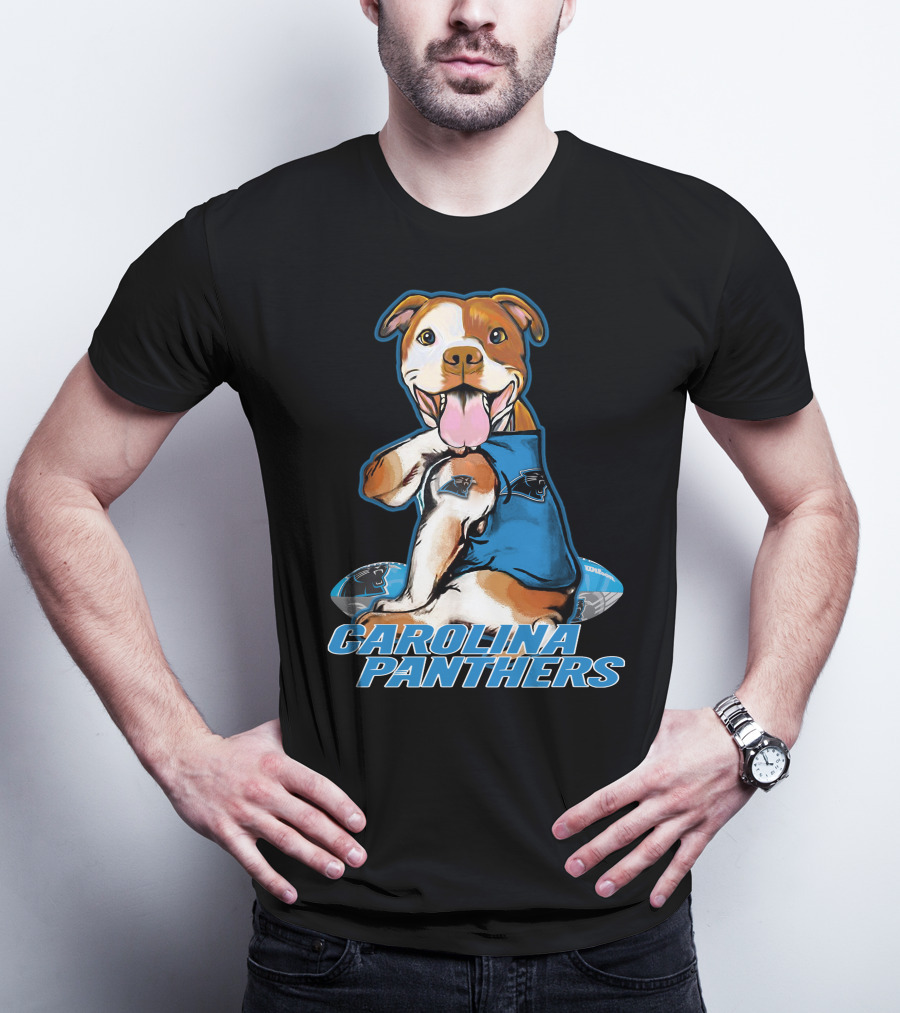 Pittbull Carolina Panthers Football Dog T-Shirt