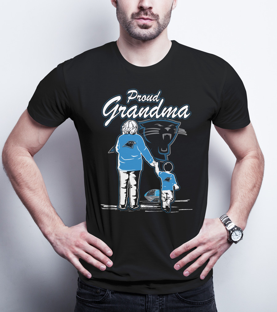 Proud Grandma Carolina Panthers Fan Holding Child With Team T-Shirt