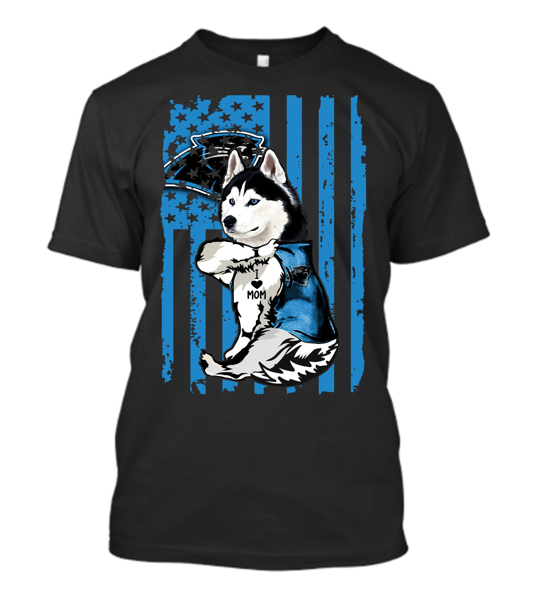 Siberian Husky Mom Carolina Panthers Fan T-Shirt
