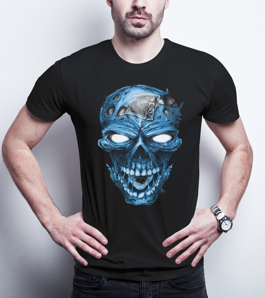 Skull Carolina Panthers NFL Blue Horror T-Shirt