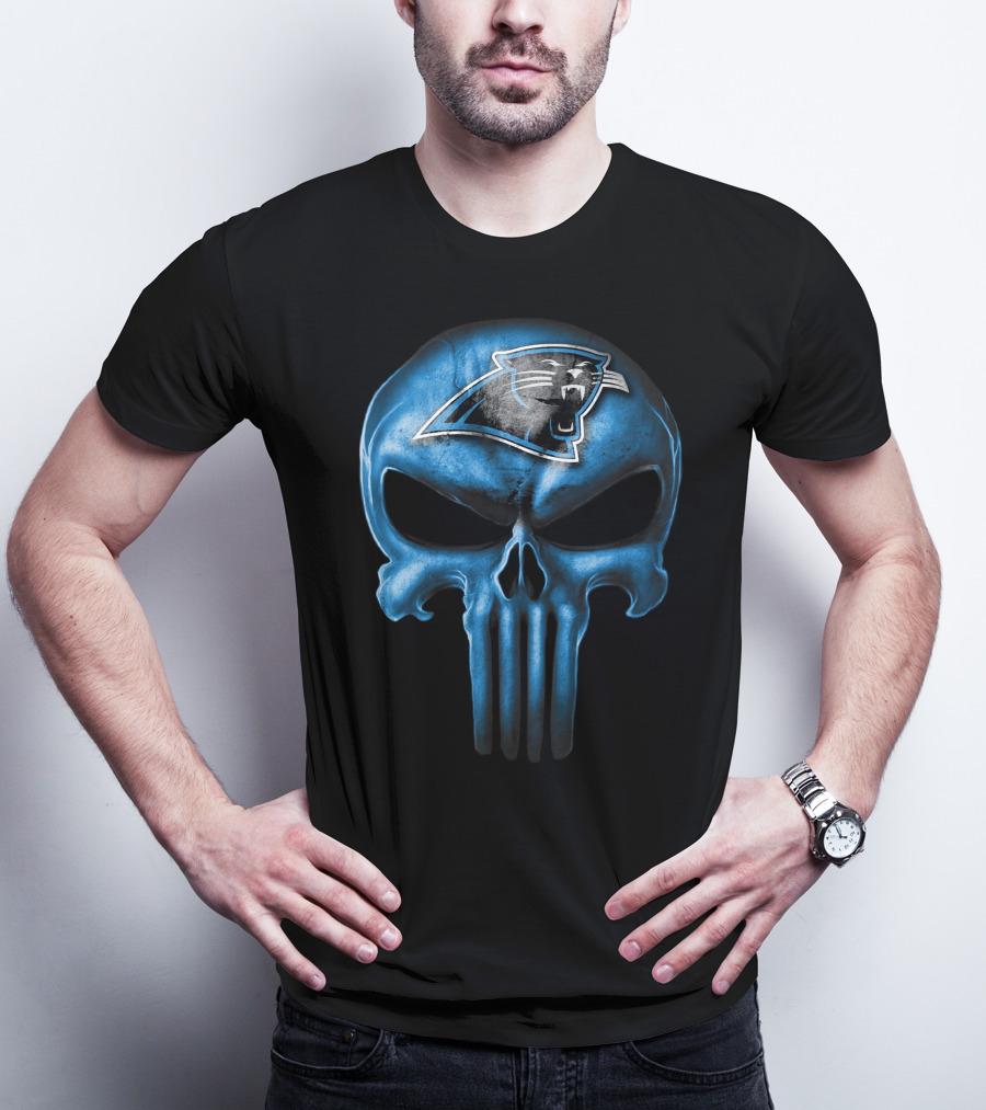 Skull Carolina Panthers Punisher Logo Mashup T-Shirt