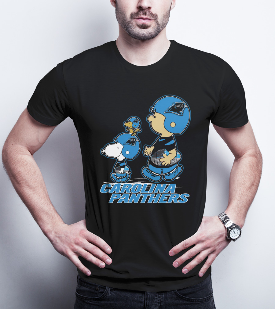 Carolina Panthers Peanuts Snoopy Woodstock Football Helmet T-Shirt