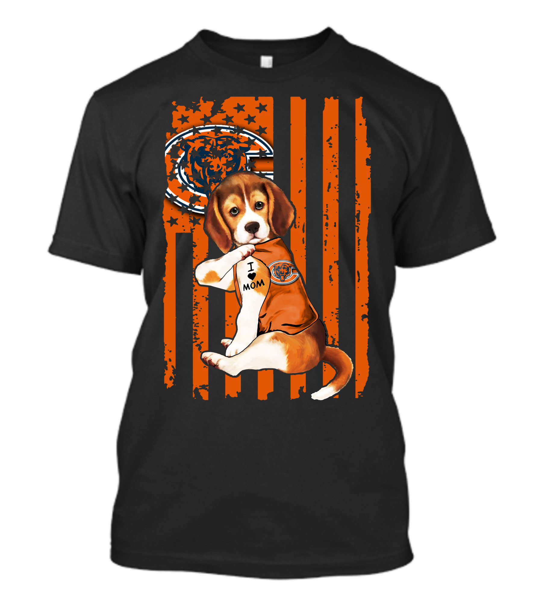 Beagle Chicago Bears I Love Mom Football T-Shirt