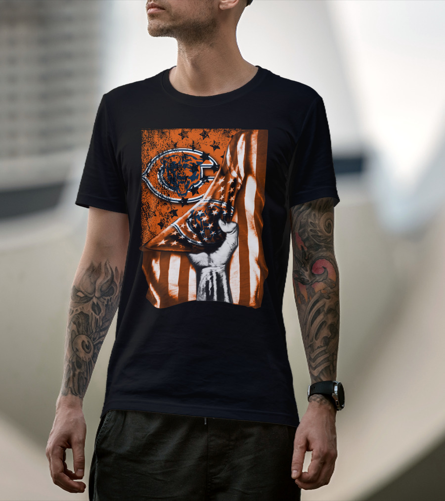 Chicago Bears American Flag Bear T-Shirt