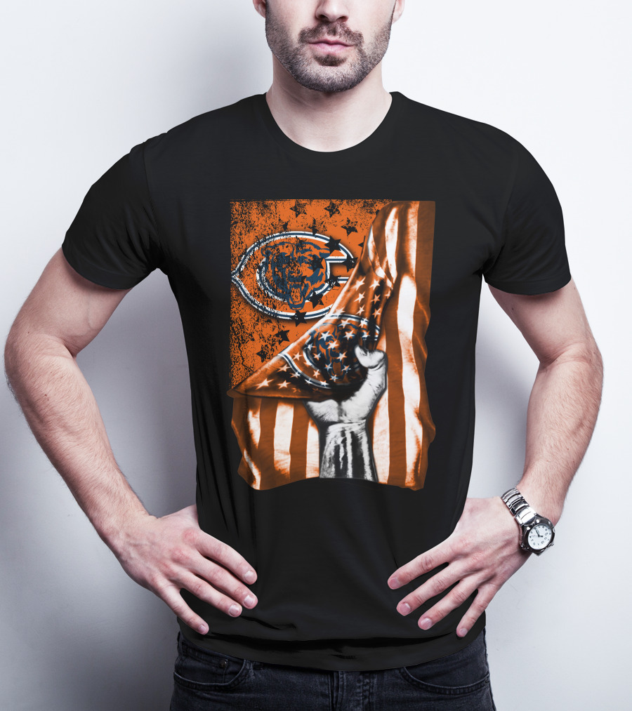 Chicago Bears American Flag Bear T-Shirt