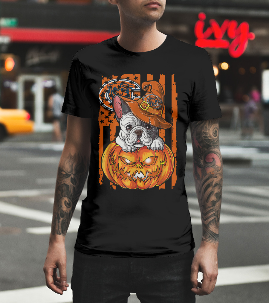 Hlw Bulldog Chicago Bears Halloween Pumpkin T-Shirt