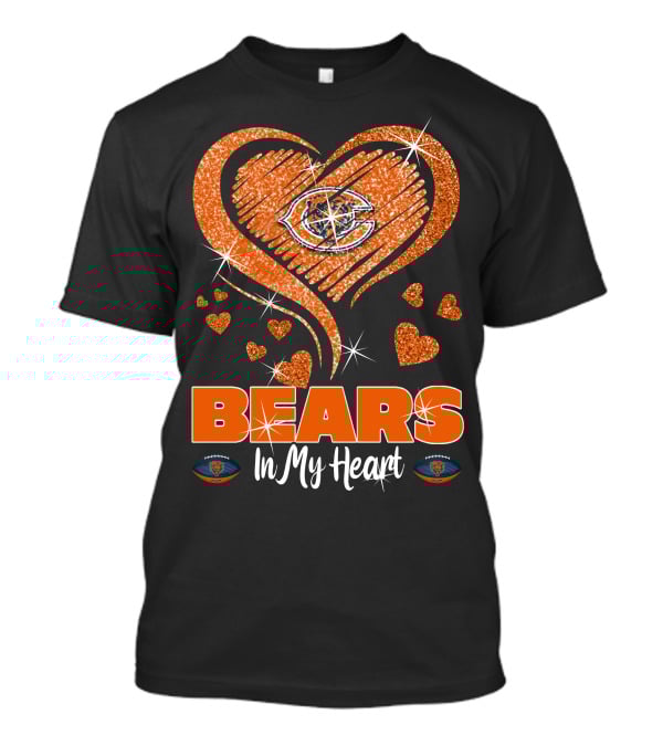 BEARS In My Heart Chicago Bears Sparkling Emblem T-Shirt