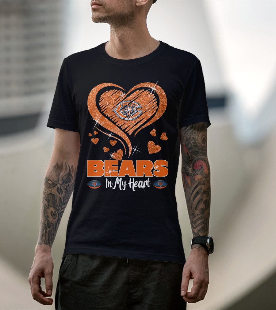 BEARS In My Heart Chicago Bears Sparkling Emblem T-Shirt