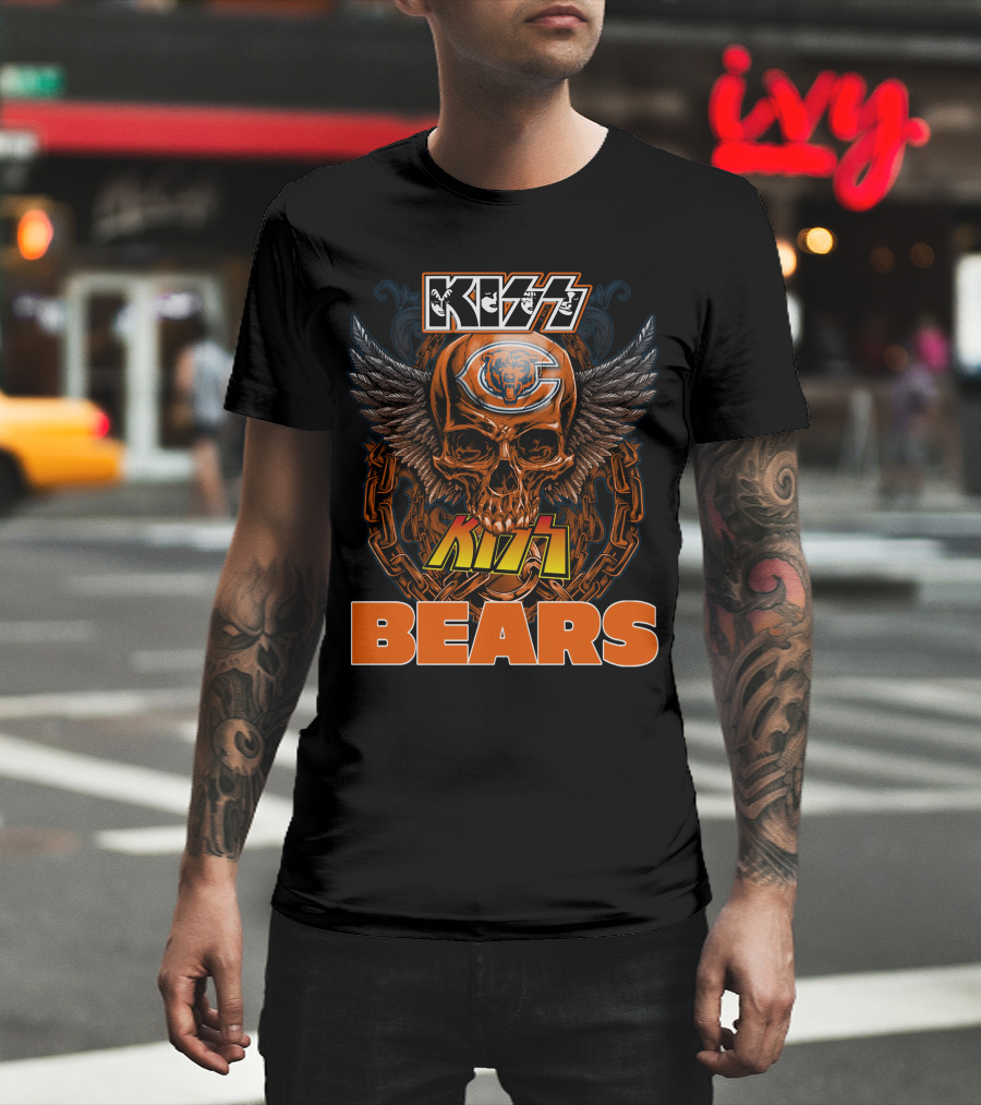 KISS CHICAGO BEARS Skull Wings T-Shirt