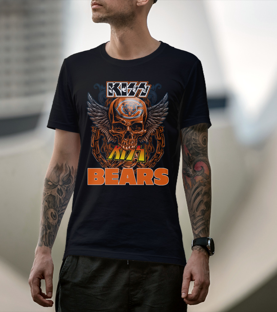 KISS CHICAGO BEARS Skull Wings T-Shirt