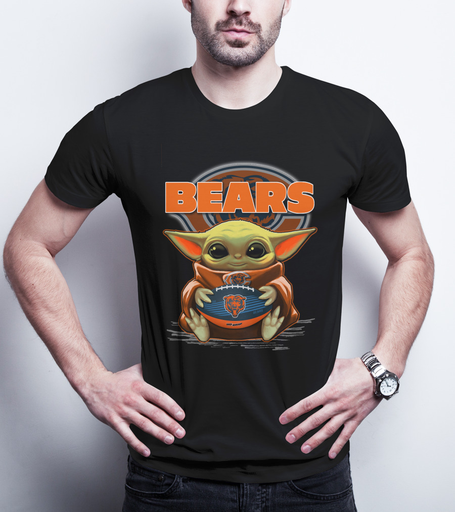 Yoda BEARS Football Chicago Baby Holding Football T-Shirt