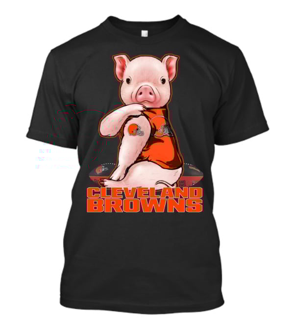 Cleveland Browns Pig In Football Jersey With Team T-Shirt