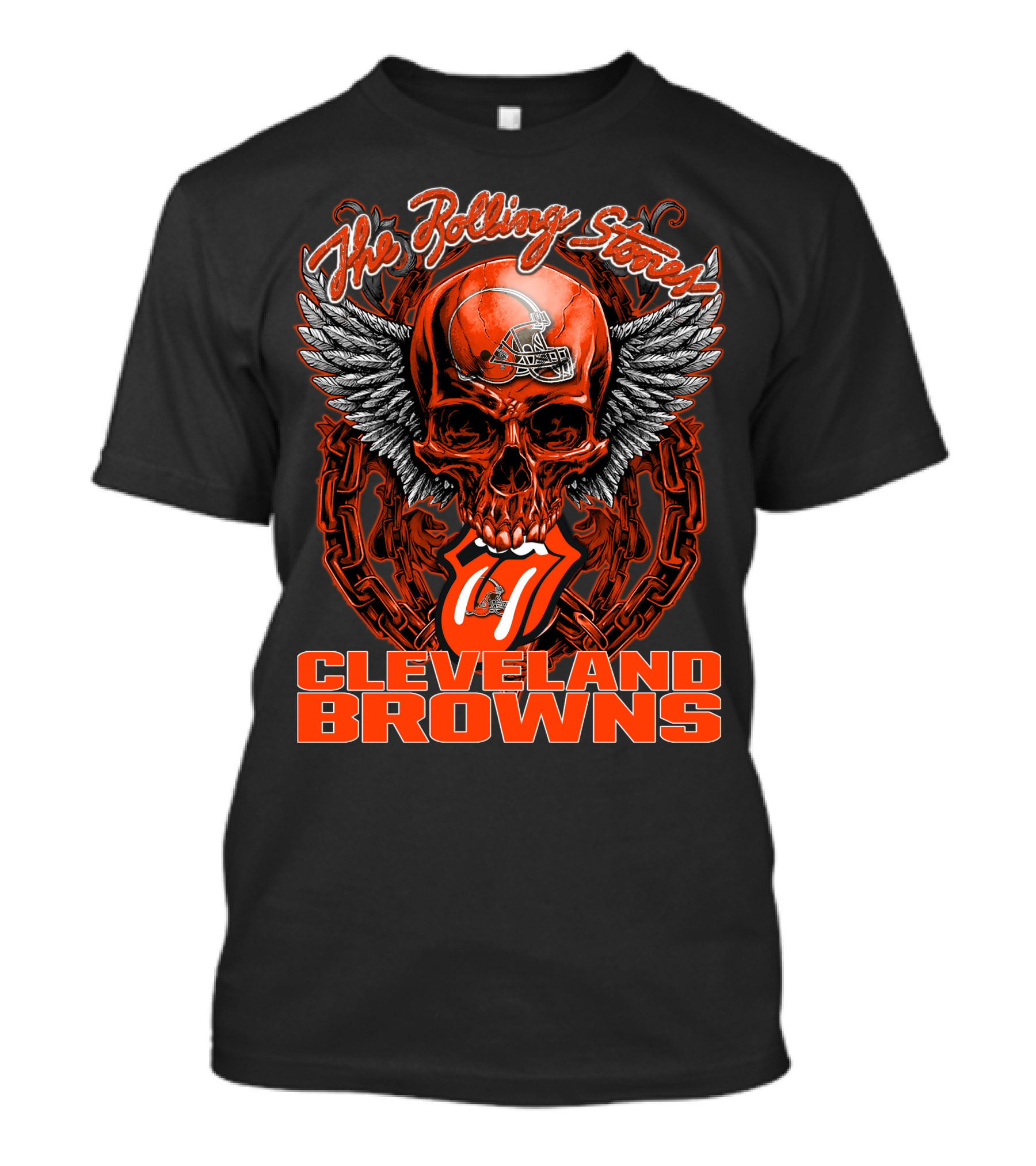 The Rolling Stones Cleveland Browns Skull With Wings And Tongue T-Shirt