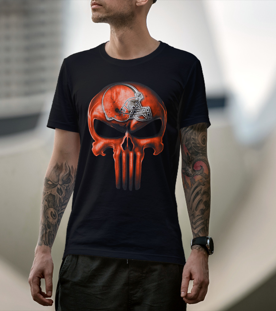 Skull Cleveland Browns Helmet T-Shirt