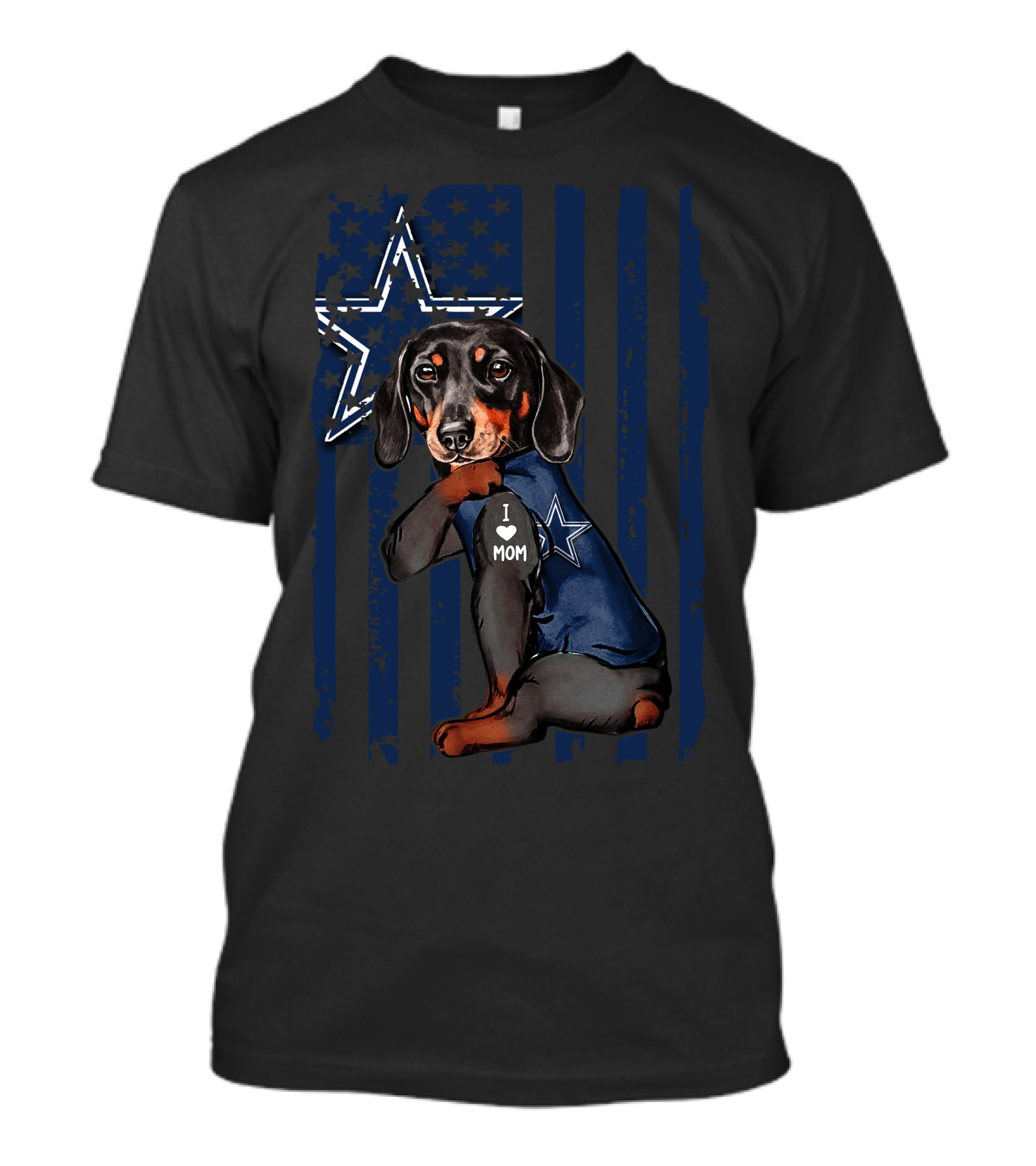 Dachshund I Love Mom Dallas Cowboys Star T-Shirt