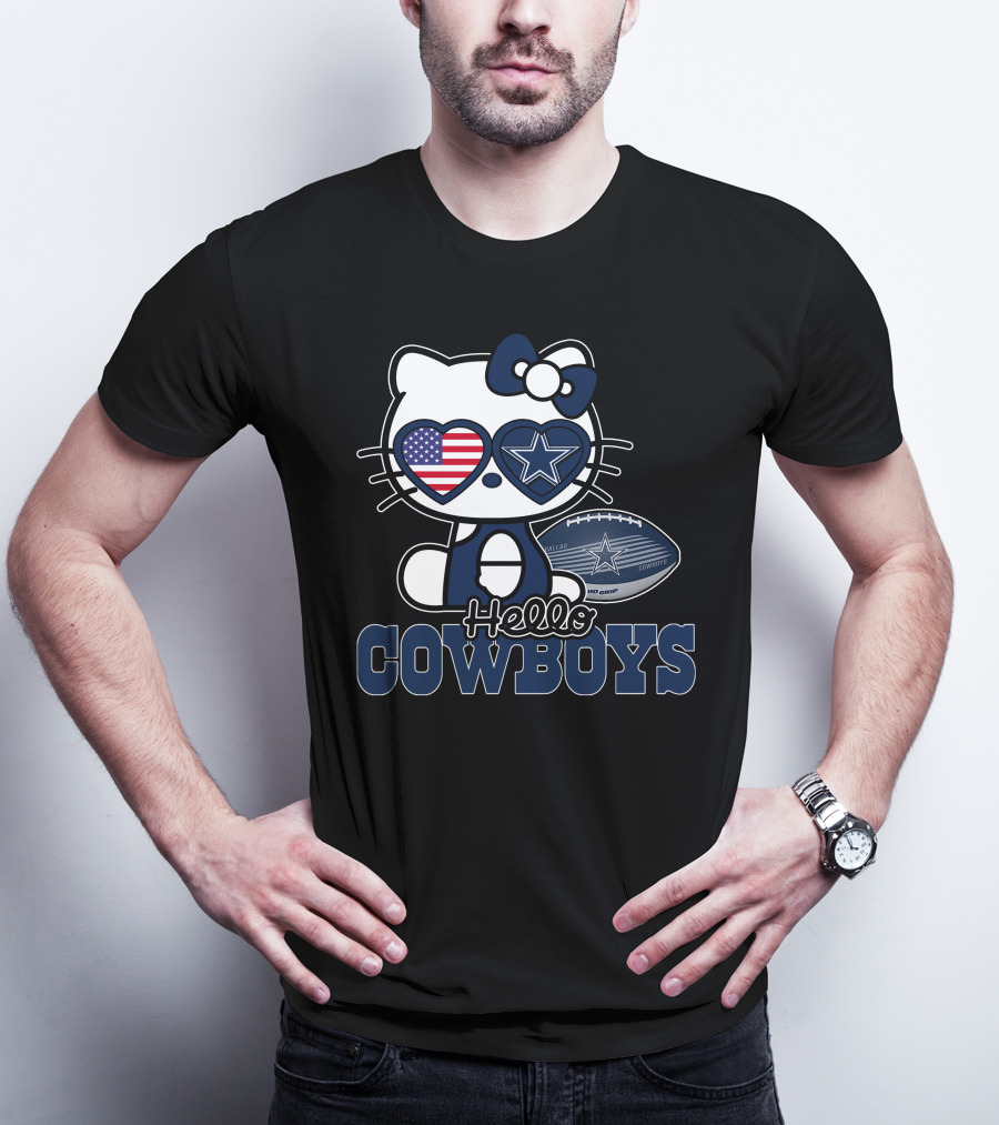 Hello Kitty Dallas Cowboys Usa Flag Football T-Shirt