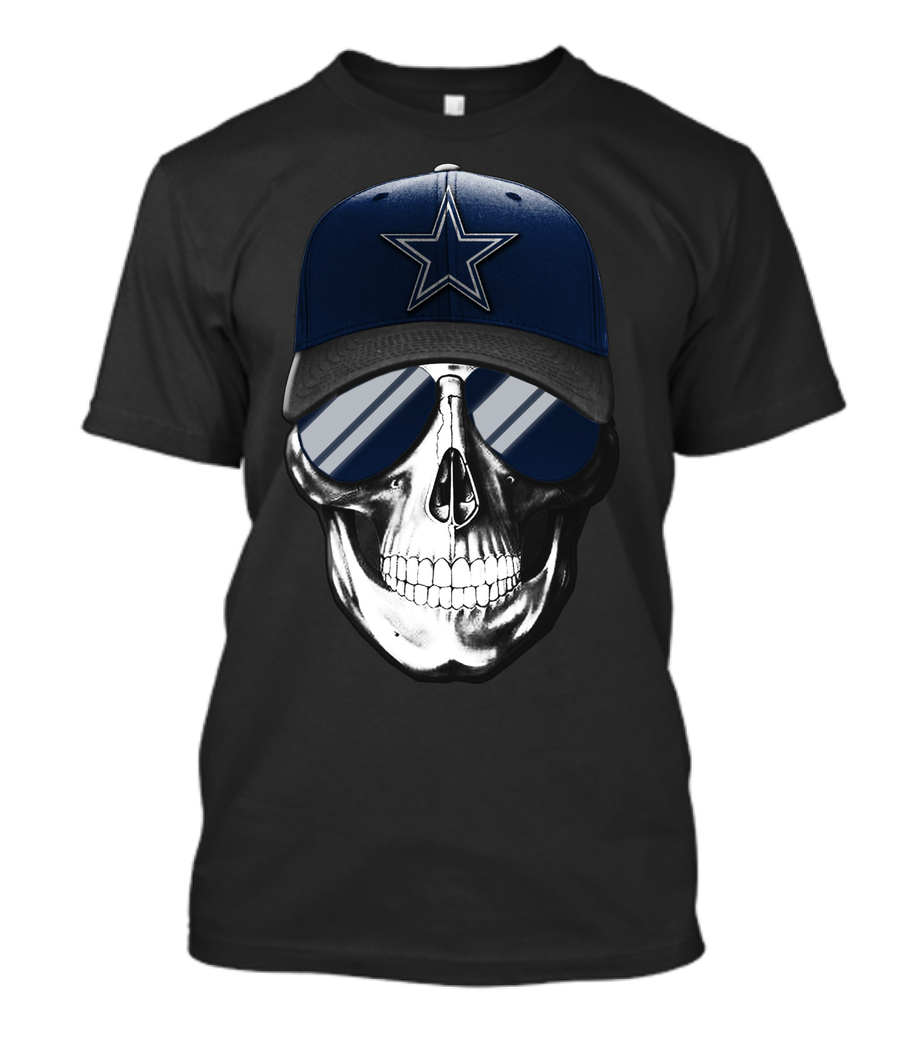 Skull Wearing Dallas Cowboys Hat And Sunglasses T-Shirt