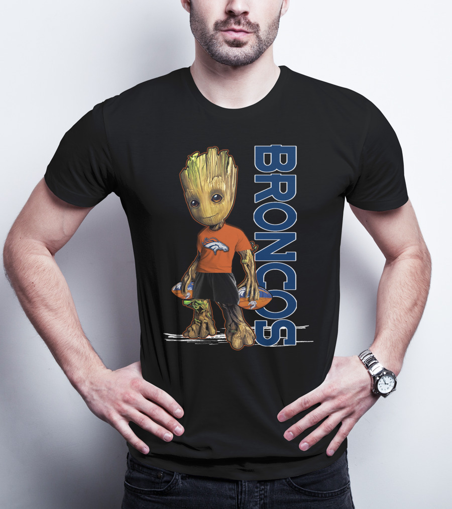 Groot Denver Broncos Football Fan Gear T-Shirt