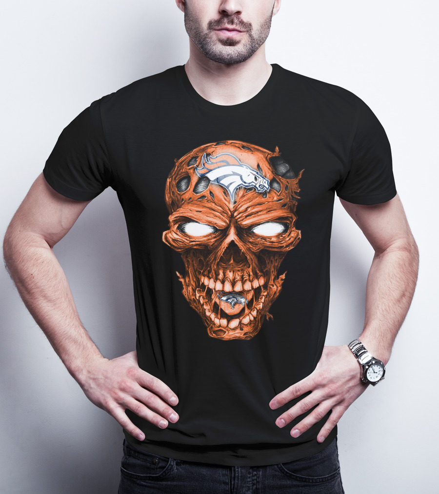 Skull Denver Broncos NFL Logo Horror T-Shirt