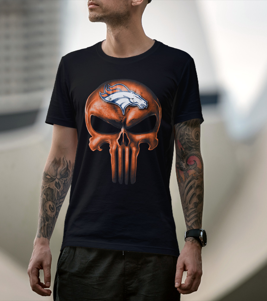 Skull Denver Broncos Logo Fusion T-Shirt