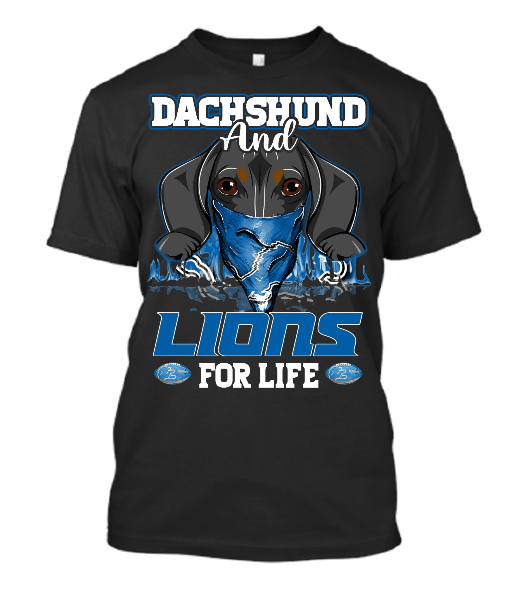 Dachshund And Lions For Life DETROIT LIONS T-Shirt