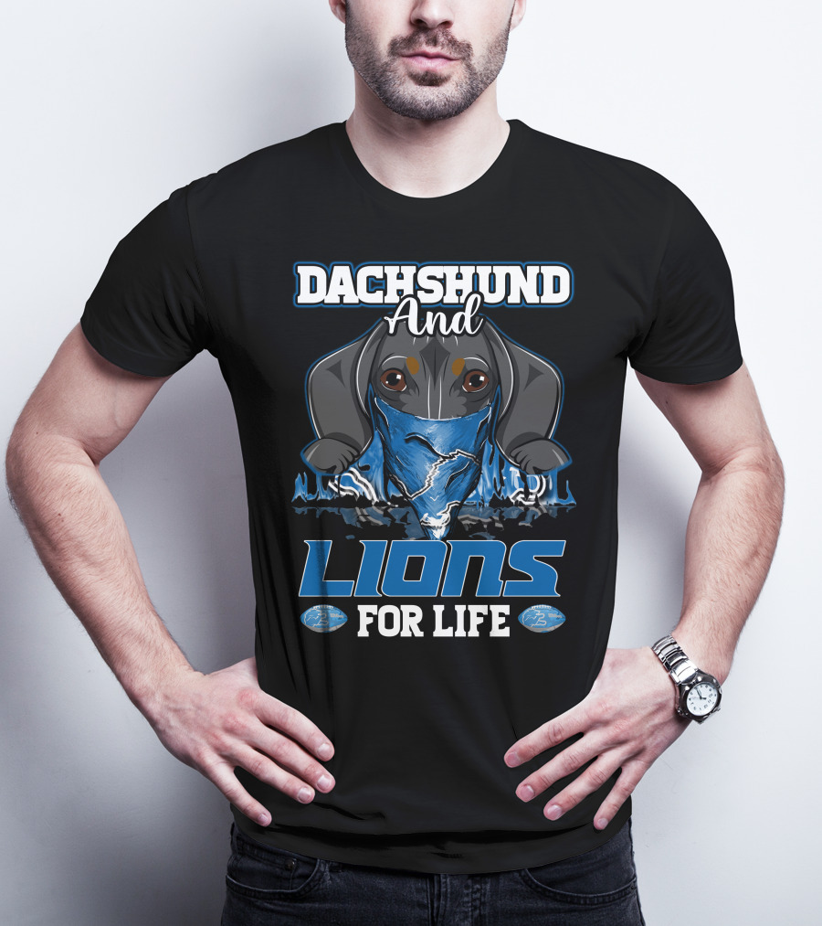 Dachshund And Lions For Life DETROIT LIONS T-Shirt