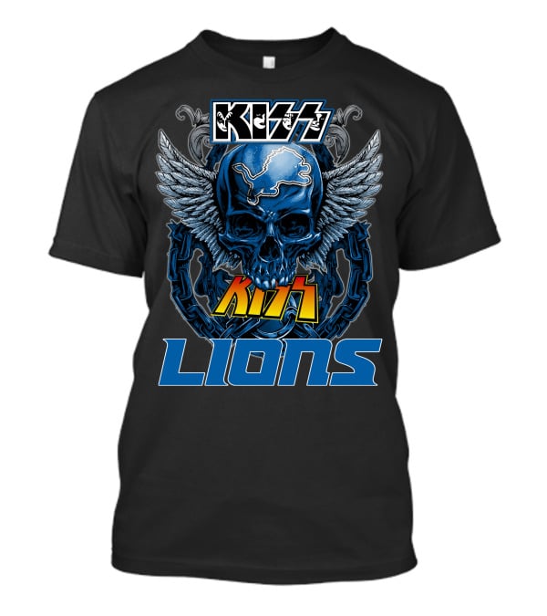 Kiss Skull Wings Detroit Lions T-Shirt