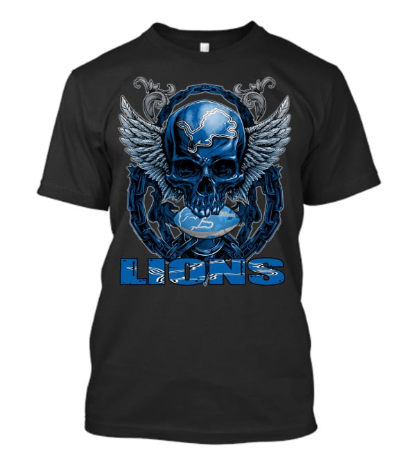 Skullfb Detroit Lions Winged Skull Helmet T-Shirt