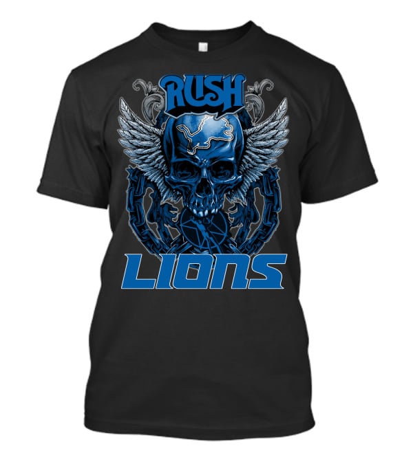 RUSH DETROIT LIONS Skull Winged Chain T-Shirt