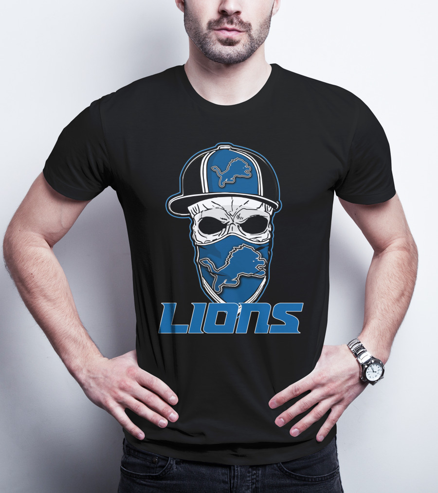 Skull Hat Lions Detroit Lions T-Shirt