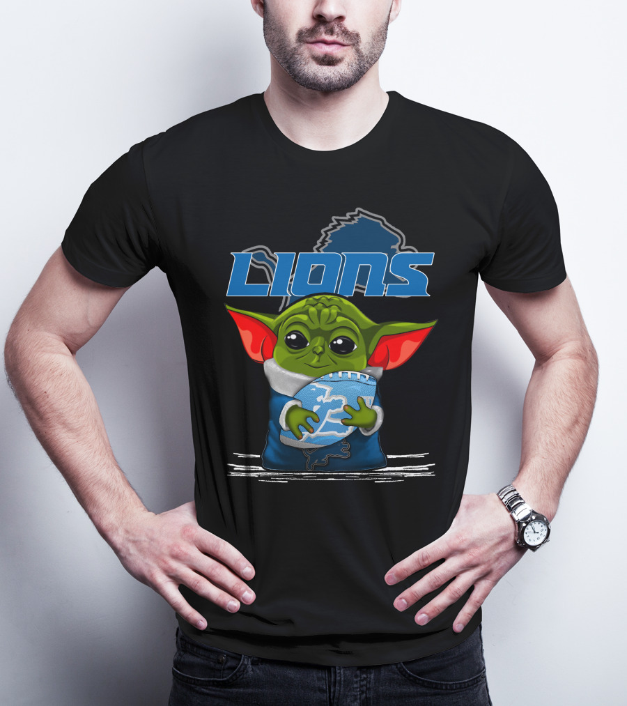 LIONS Yoda Football Fan Art DETROIT Football Team T-Shirt