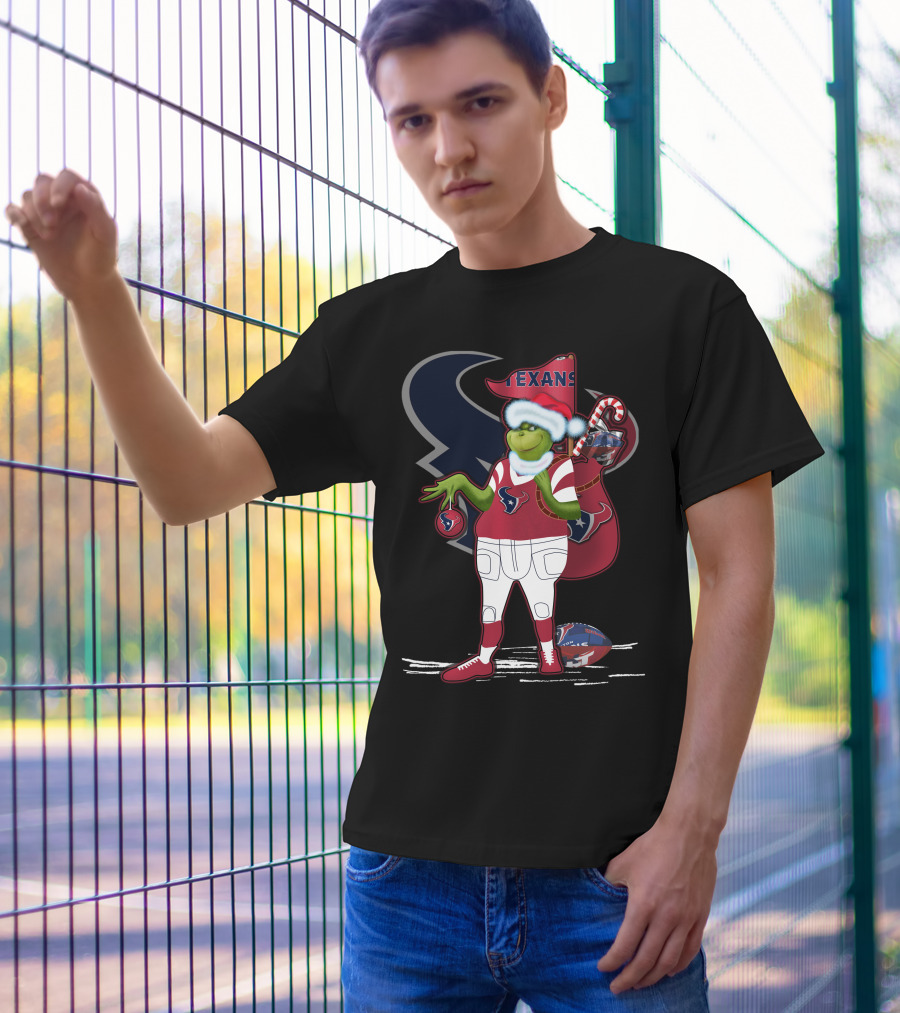 Grinchxmas Houston Texans Holiday Football Festive T-Shirt