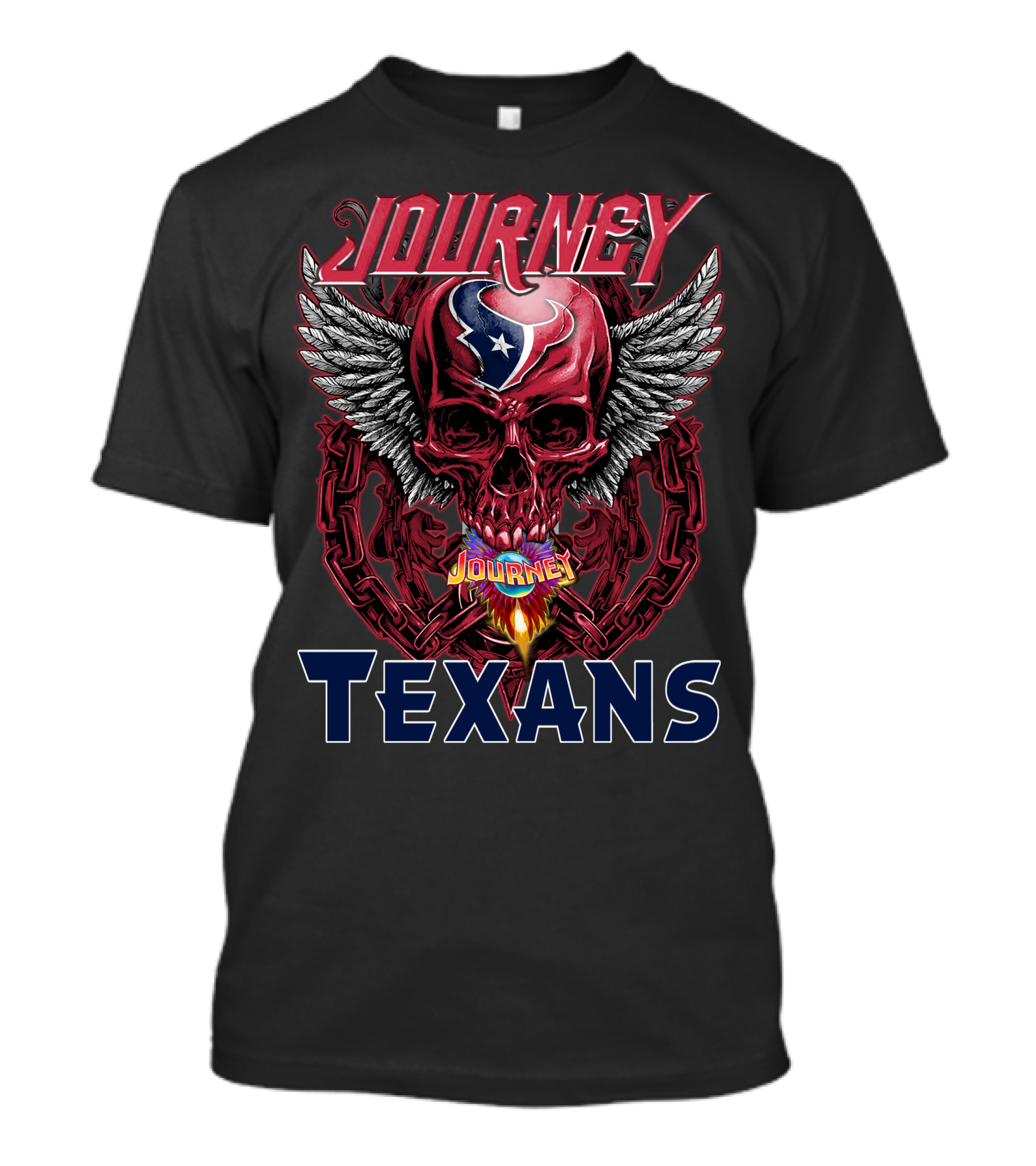 Journey Texans Winged Skull With Houston Logo Motif T-Shirt