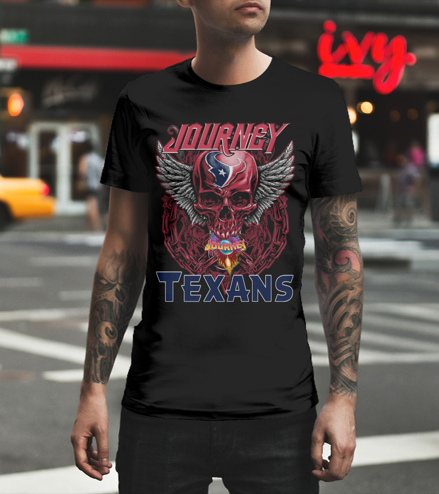 Journey Texans Winged Skull With Houston Logo Motif T-Shirt