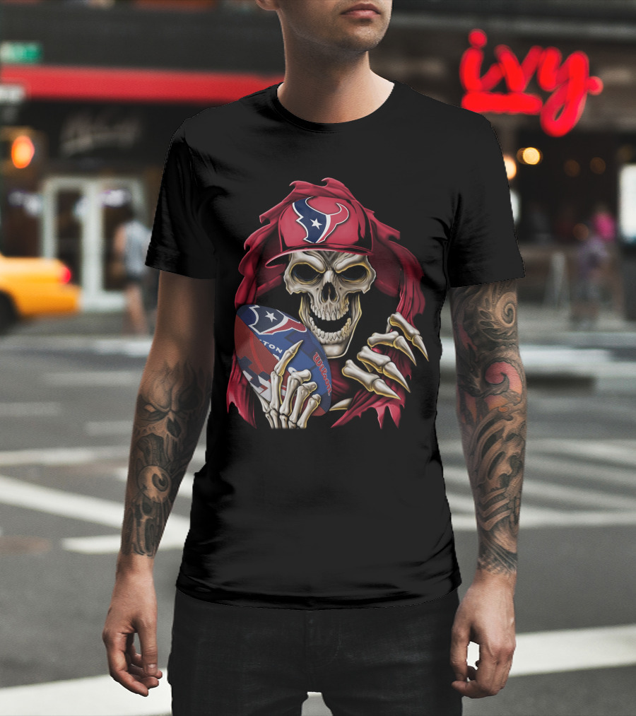 Skullbong Houston Texans Football Skeleton T-Shirt