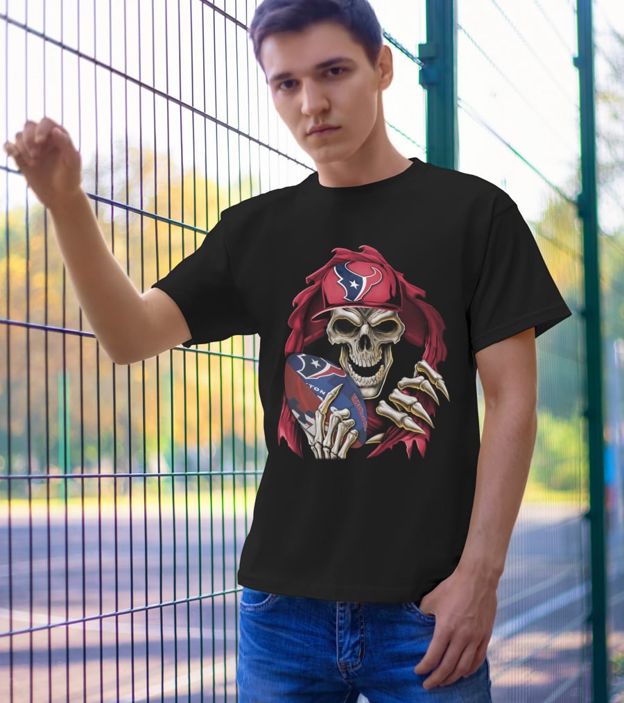 Skullbong Houston Texans Football Skeleton T-Shirt