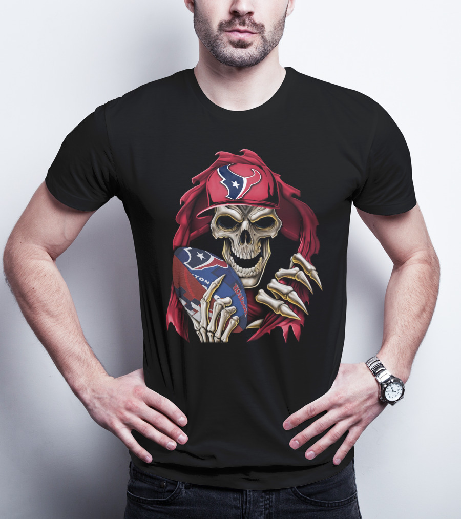Skullbong Houston Texans Football Skeleton T-Shirt