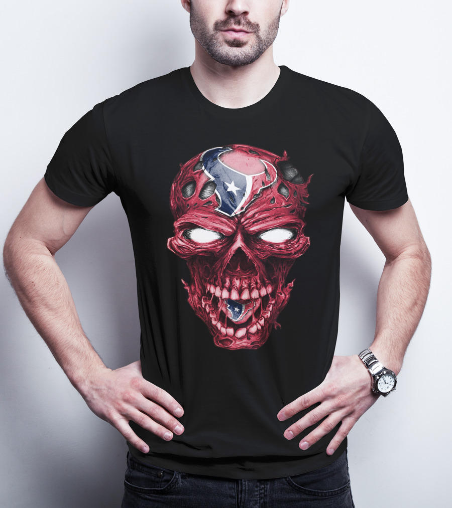 Skull With Houston Texans NFL T-Shirt