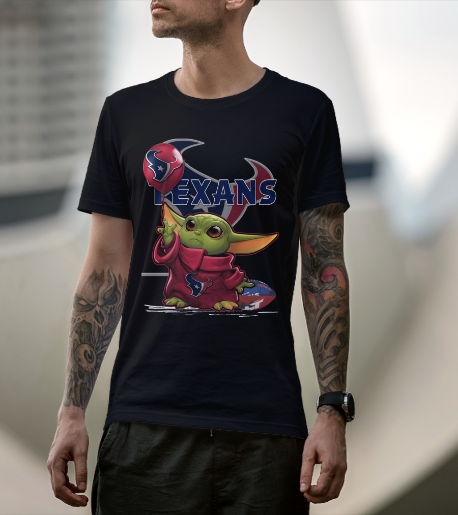 Yoda Houston Texans Balloon Football T-Shirt