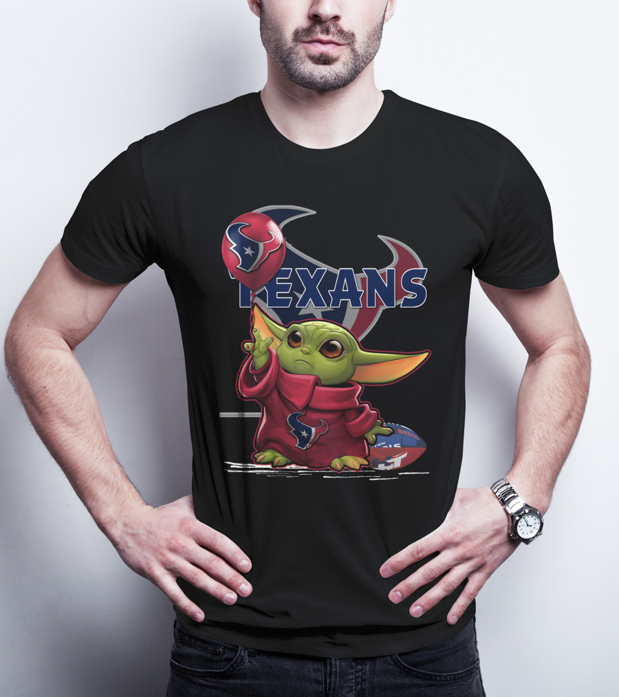 Yoda Houston Texans Balloon Football T-Shirt