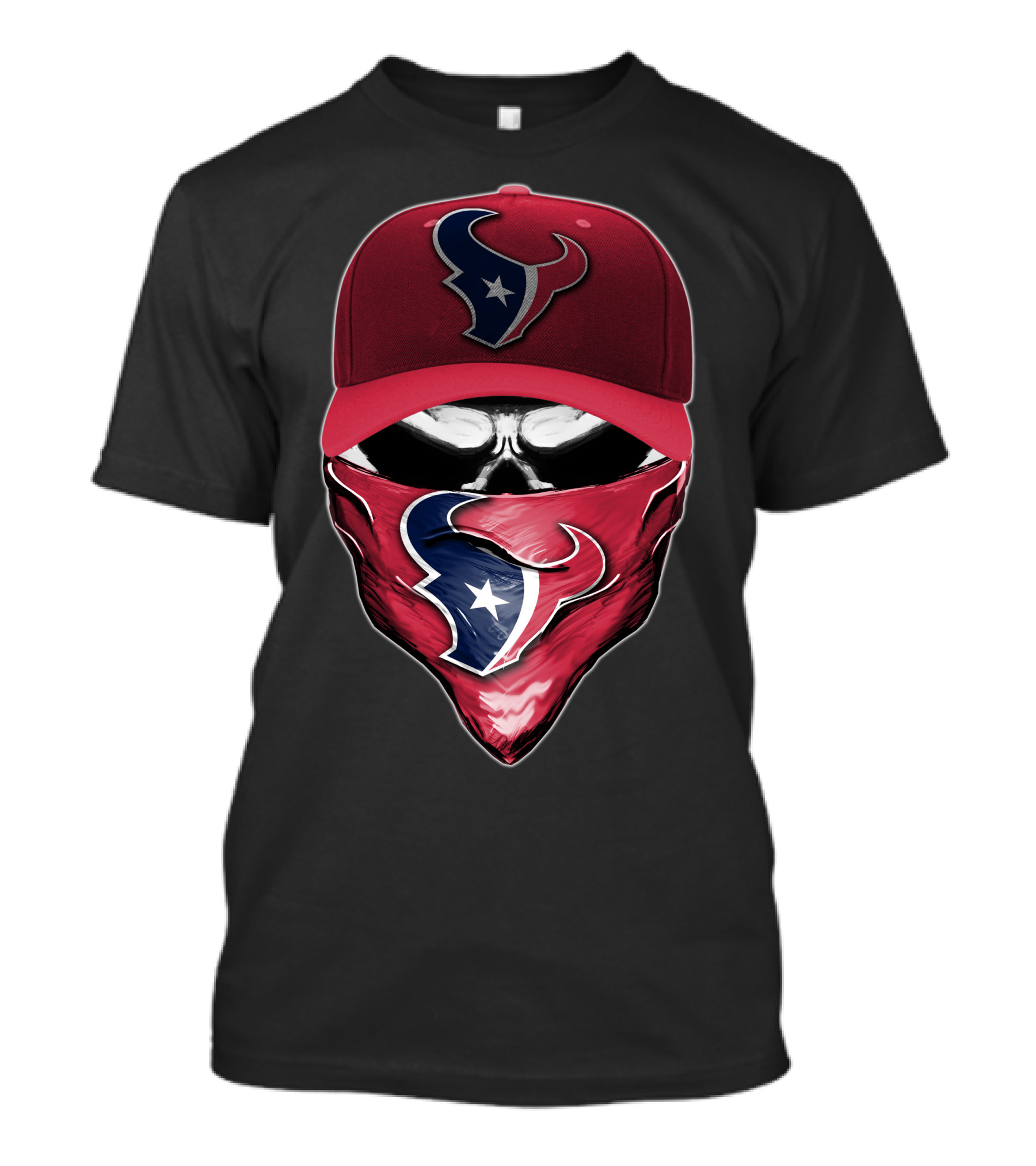 Houston Texans Skull Face Cap Bandana T-Shirt