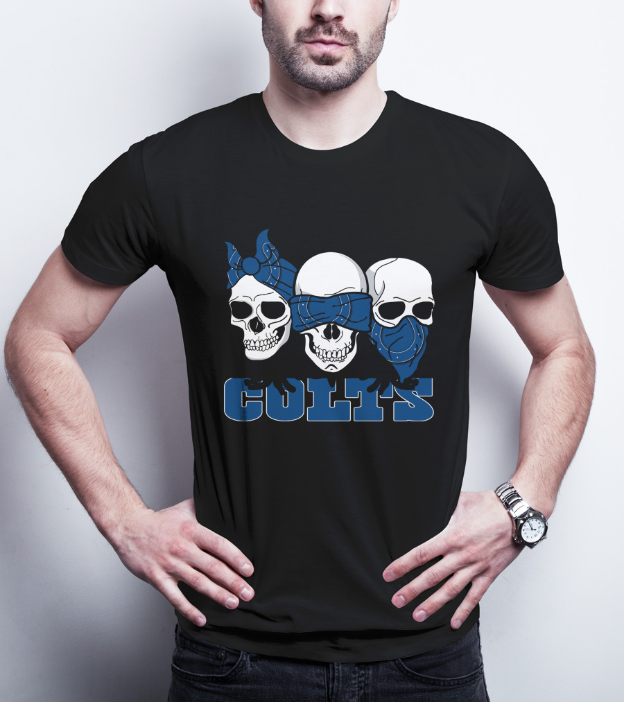 3 Skull Blue Bandana Colts T-Shirt