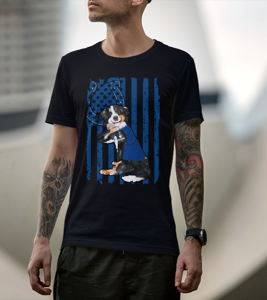I Mom Border Collie Indianapolis Colts T-Shirt