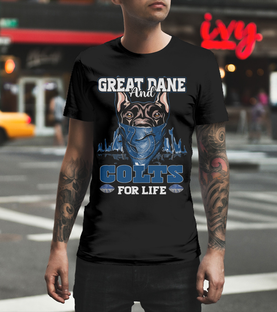 Great Dane And Colts For Life Indianapolis T-Shirt