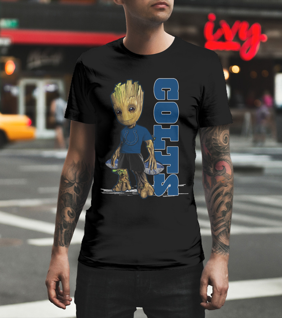Groot Colts Football Fan With Indianapolis Colts T-Shirt