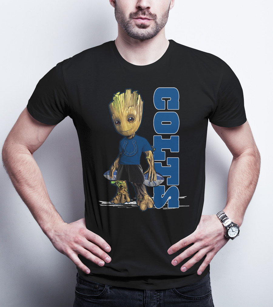 Groot Colts Football Fan With Indianapolis Colts T-Shirt